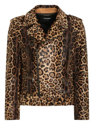 Dolce & Gabbana leopard-print zipped jacket - Braun
