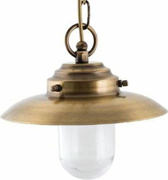 Licht-Erlebnisse Au&szlig;en Pendelleuchte Messing Glas IP54 &Oslash;23cm Maritim Au&szlig;enlampe Balkon Terrasse