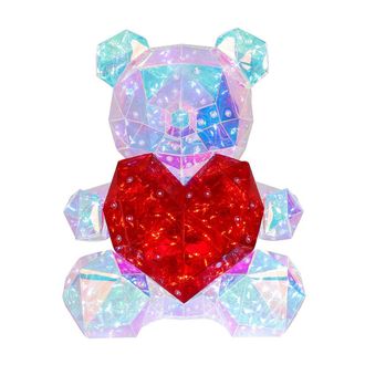 Globo Lighting Tischlampe Dekolampe Tischleuchte Kinderzimmerlampe Wohnzimmerleuchte Kristalloptik B&auml;r, Kunststoff klar rot, LED 0,03W 8000K Tageslichtwei&szlig;, H 30 cm