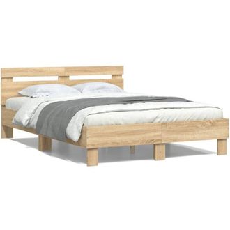 vidaXL Bettgestell mit Kopfteil Sonoma-Eiche 120x200 cm Holzwerkstoff Vidaxl