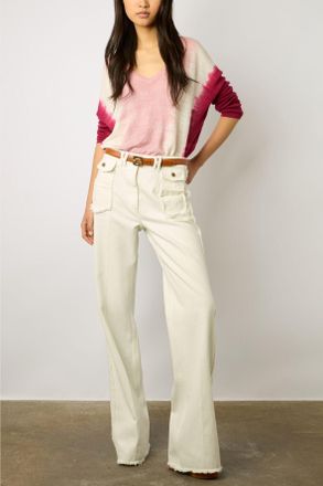 Gerard Darel Pull V tie and dye en lin - LAMY - Rose vif