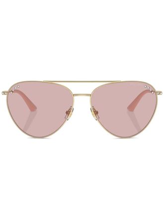 Jimmy Choo Eyewear lunettes de soleil &agrave; monture ronde - Or