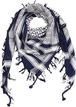 Freak Scene Kufiya - bleu-marine - blanc - 100 x 100 cm - Shemagh - foulard Arafat palestinien - keffieh en coton