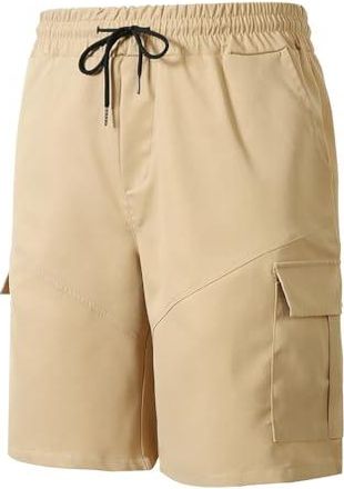 Generic Short de sport l&eacute;ger pour homme - Short cargo pour homme - Taille &eacute;lastique - Pantalon chino l&eacute;ger - Pantalon chino extensible - Coupe ajust&eacute;e - Panta