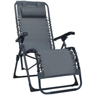vidaXL Vidaxl - Liegestuhl Klappbar Grau Textilene