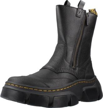 Dr. Martens Bottes militaires en cuir noir avec fermeture &eacute;clair - Semelle &eacute;paisse &agrave; plateforme - Style de combat, Noir, 40 EU