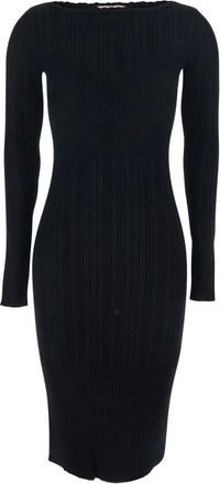 Twinset Femme, Robes, Noir, Taille: 40 FR Longue Robe &agrave; Encolure Bateau et Design C&ocirc;tel&eacute;