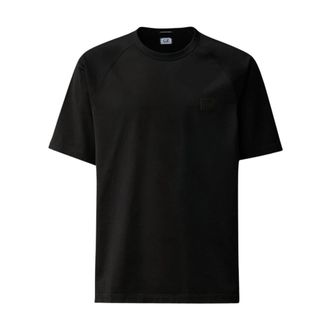 C.P. Company Schwarzes Logo-T-Shirt aus merzerisierter Baumwolle - - Tops - Herren - Schwarzk - XL