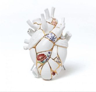 Seletti Porcelain Heart Vase Love In Bloom - Kintsugi cm.16,5X9 H.25