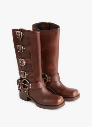 Miu Miu Bottes &agrave; sangles en cuir