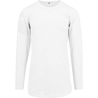 Build Your Brand Long Shaped Longsleeve T-Shirt Homme, Blanc, XL