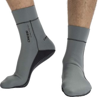 Cressi Ultra Stretch Neoprene Socks 1.5mm - Unisex Erwachsene Doppelt Gef&uuml;tterte Neopren Tauchschuhe, Grau/Schwarz Logo, M