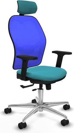 Piqueras y Crespo Ergonomischer Home Office Jorquera Stuhl mit 2D-Armen, h&ouml;henverstellbare Lendenwirbelst&uuml;tze und h&ouml;henverstellbares Kopfteil, Blau/T&uuml;rkis