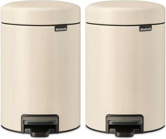 Brabantia Poubelle &agrave; P&eacute;dale 3L NewIcon - Petite Poubelle pour Salle de Bain - Couvercle Soft-Close - P&eacute;dale L&eacute;g&egrave;re - Seau Int&eacute;rieur Amovible - Antid&eacute;rapant - So
