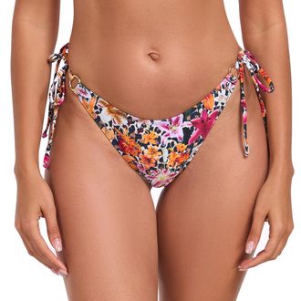 Relleciga Damen Bademode Tanga Bikinihose mit Ringen Verstellbares Bikini Unterteil mit Schn&uuml;rchen Desert Lily M