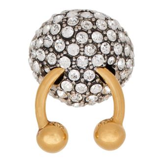 Balmain Femme, Accessoires, Gris, Taille: L Piercing Brass and Rhinestone Ring