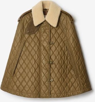 Burberry Cape Heath en coton matelass&eacute; &agrave; col en shearling, Size: XS/S