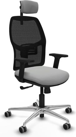 Piqueras y Crespo Alfera Callcenter-St&uuml;hle mit 2D-Armen, h&ouml;henverstellbarer Lendenwirbelst&uuml;tze und h&ouml;henverstellbarem Kopfteil, Schwarz / Hellgrau