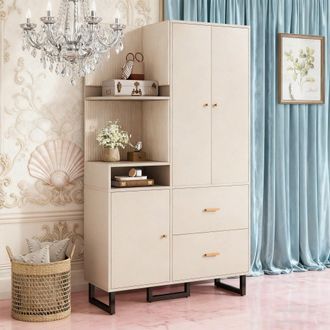 Generic Kompaktgarderobe mit Schuhschrank & gepolsterter Sitzbank | Flurgarderobe-Wandschrank mit Regal & Stauraum | Für Diele & Flur | Maße: 110x186x38 cm (B