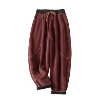 Generic Pantalon décontracté en polaire épaisse pour femme avec cordon de serrage, violet, M
