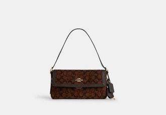 Coach Etta Kleine Schultertasche Aus Signature-Chenille Mit Umschlag