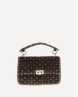 Valentino Garavani Medium Rockstud Spike suede Top Handle Bag Female UNI