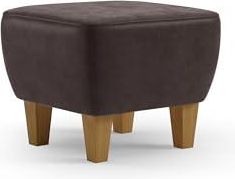 Cavadore Cavadore Hocker Vida / Polsterhocker mit massiven Holzfüßen in Eiche / 52 x 46 x 52 / Mikrofaser, Braun