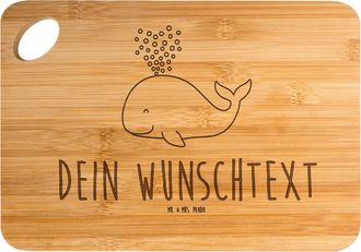 Mr. & Mrs. Panda Personalisiertes Schneidebrett Wal Konfetti - Personalisierte Geschenke, Servierbrett, Holzbrett, Brett, Meer, Mit Gravur, Logo, Geburtstag, Motivatio