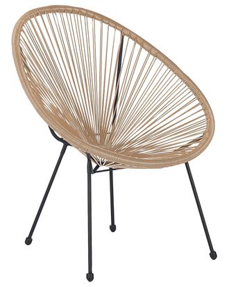 Beliani Gartenstuhl mexikanischer Stuhl beige/natürlich Rattanstuhl Acapulco II