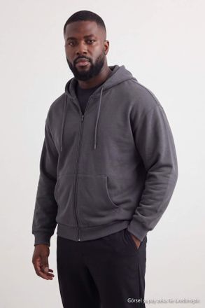 Trendyol MAN Herren Grau Einfarbig Lang Oversize Gro&szlig;e Gr&ouml;&szlig;en Sweatshirts