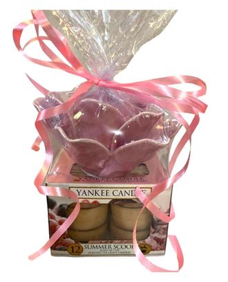 Yankee Candle Company Teelichthalter aus Porzellan mit 12 Sommer-Teelichtern, Fr&uuml;hlingsbl&uuml;te