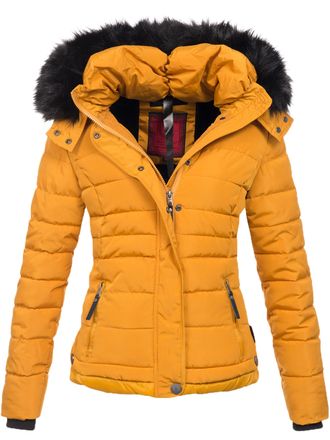 Navahoo Damen Winterjacke Chloe - Tailliert, Mit Abnehmbarer Kapuze & Edlem Kunstfell