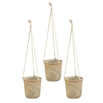 Cabilock 3 St&uuml;cke H&auml;ngetopf Seegras Blumentopf Blumenvase zum Aufh&auml;ngen H&auml;ngender geflochtene Pflanztopf Blumenampeln H&auml;ngeampeln Blumenkorb H&auml;ngepflanztopf Bl