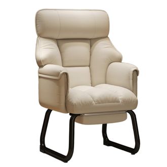 Generic Ledersessel mit Pedalen 5 Fach Verstellbare R&uuml;ckenlehne Nordischer Freizeit Sofastuhl Gew&ouml;lbte F&uuml;&szlig;e Relaxsessel F&uuml;r Wohnzimmer, Schlafzimmer(Beige)