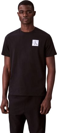 Calvin Klein Herren T-Shirt Kurzarm Gradient Monogram Logo aus Baumwolle, Schwarz (Black), L