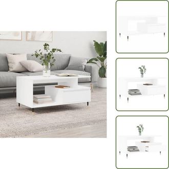 vidaXL Stauraum Couchtisch - vidaXL Couchtisch Wei&szlig; 90x49x45 cm Holzwerkstoff - Metallbeine Couchtisch