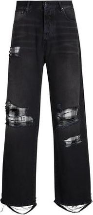 Amiri Jean droit Flannel Repair en coton