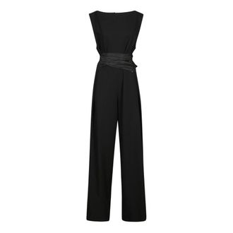Herno Jumpsuit in Viskose-Optik und Techno-Taft - - Jumpsuits & Playsuits - Damen - Schwarzk - L