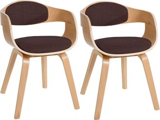 Clp 2er Set Esszimmerst&uuml;hle ergonomisch Kingston, Lehnst&uuml;hle mit umlaufender R&uuml;ckenlehne, Holzgestell bis 150 kg, Farbe:Natur/braun, Gestell Farbe:Natur