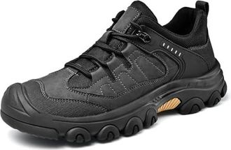 Generic Baskets de Randonnée et Travail Homme et Femme Cuir et Mesh Robustes Semelle Antidérapante pour Trekking Camping et Usage Quotidien,Noir,45 EU