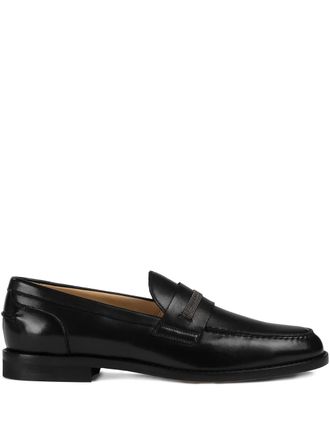 Doucal's mocassins en cuir &agrave; d&eacute;tails de clous - Noir
