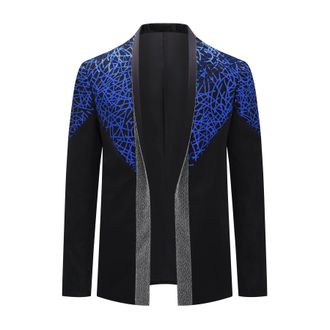 AlltheMen Sakko Herren Slim Fit Bunte Sakko Casual Blazer Glitzer Smokingjacke für Hochzeit C4B0033 Blau 3XL