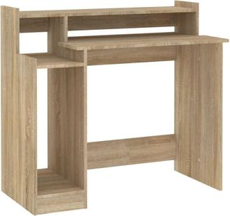 vidaXL Vidaxl - Bureau avec lumi&egrave;res led Ch&ecirc;ne 97x45x90 cm Bois ding&eacute;nierie