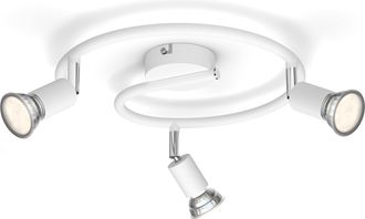 Philips Limbali 3-er Deckenspots (50 W), kreisf&ouml;rmige Deckenleuchte mit drei flexiblen Spots, GU10 Leuchte ohne Leuchtmittel, wei&szlig;