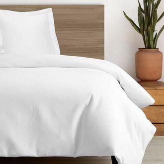 Pizuna Coton peign&eacute; Ensemble de Housses de Couette 140x200 cm 1 Personne Blanc, 100% Coton Longue Tige 400 Fils Armure Satin, Housse de Couette de Luxe avec 