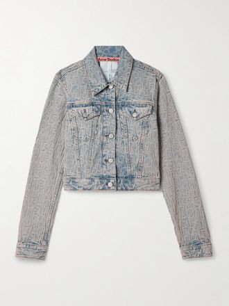 Acne Studios Verk&uuml;rzte Jacke Aus Denim Mit Jacquard-muster - Blau
