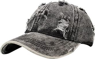 Generic Casquette de baseball tendance pour homme et femme avec boucle en jean, Noir, Taille unique