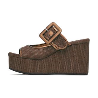 Loriblu Femme, Chaussures, Brun, Taille: 41 EU Sandale compens&eacute;e en tissu