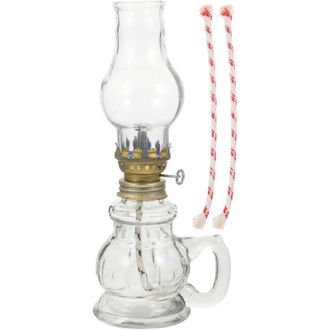 Holibanna GARVALON Vintage Kerosinlampe Retro &Ouml;llampe aus Dickem Glas mit Windschutz Dekorative Petroleumlampe f&uuml;r Haus Partys und Notbeleuchtung Inkl Lampensch