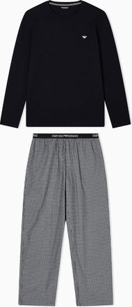 Emporio Armani Herren Yarn Dyed Woven Long Pajamas Pyjamaunterteil, Schwarz, XL